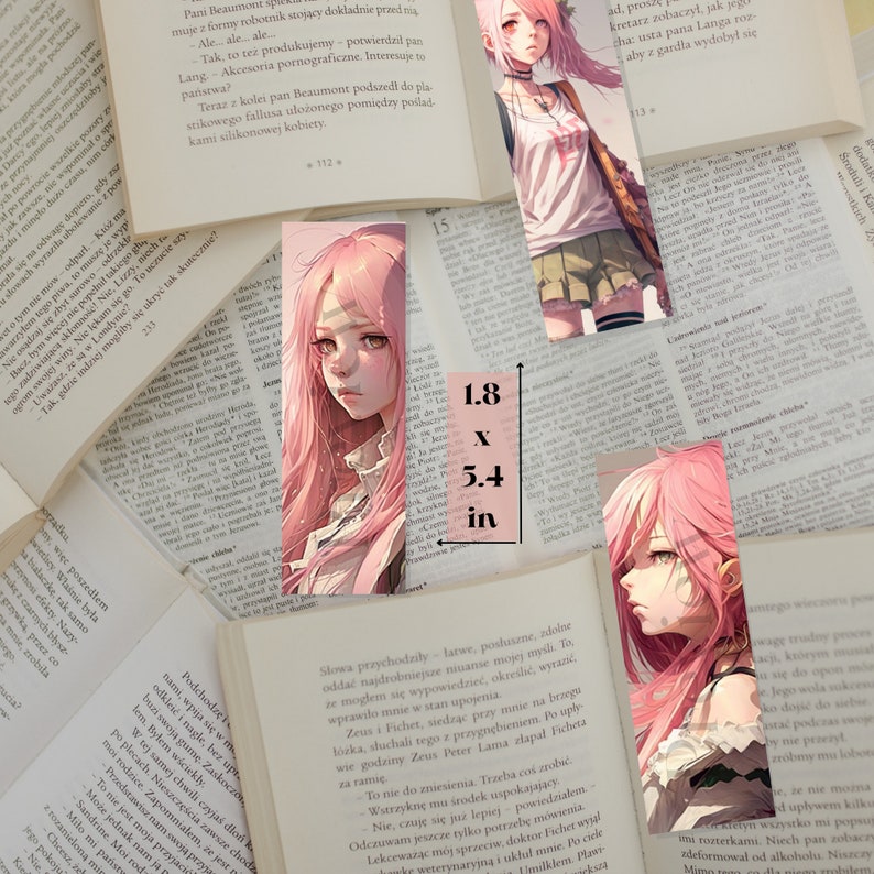 Printable Anime Girl Bookmarks Gift for Readers Set of 6 - Etsy