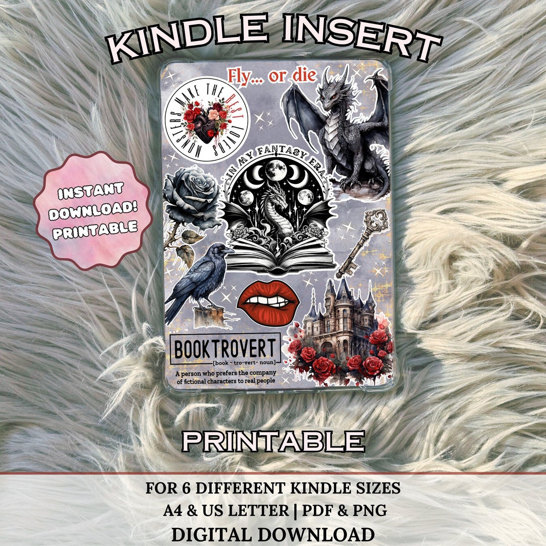 Kindle Printable Clear Case Insert Fantasy Gift for Book Lover Print ...