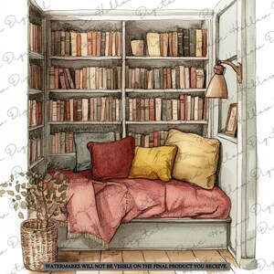 Clip Art Bundle: 15 Reading Nook Pngs for Junk Journaling, Card Making ...