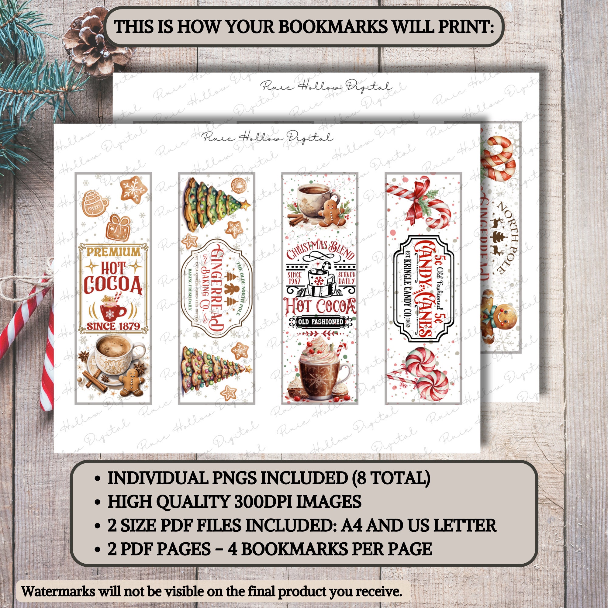 Christmas Bookmarks Printable Gift Cozy Holiday Bundle Reading Book ...