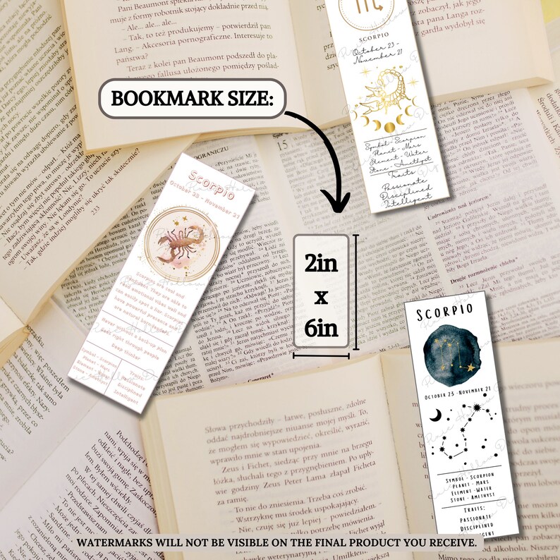 Scorpio Bookmarks Printable Gift for Scorpios Star Sign, Moon Sign ...