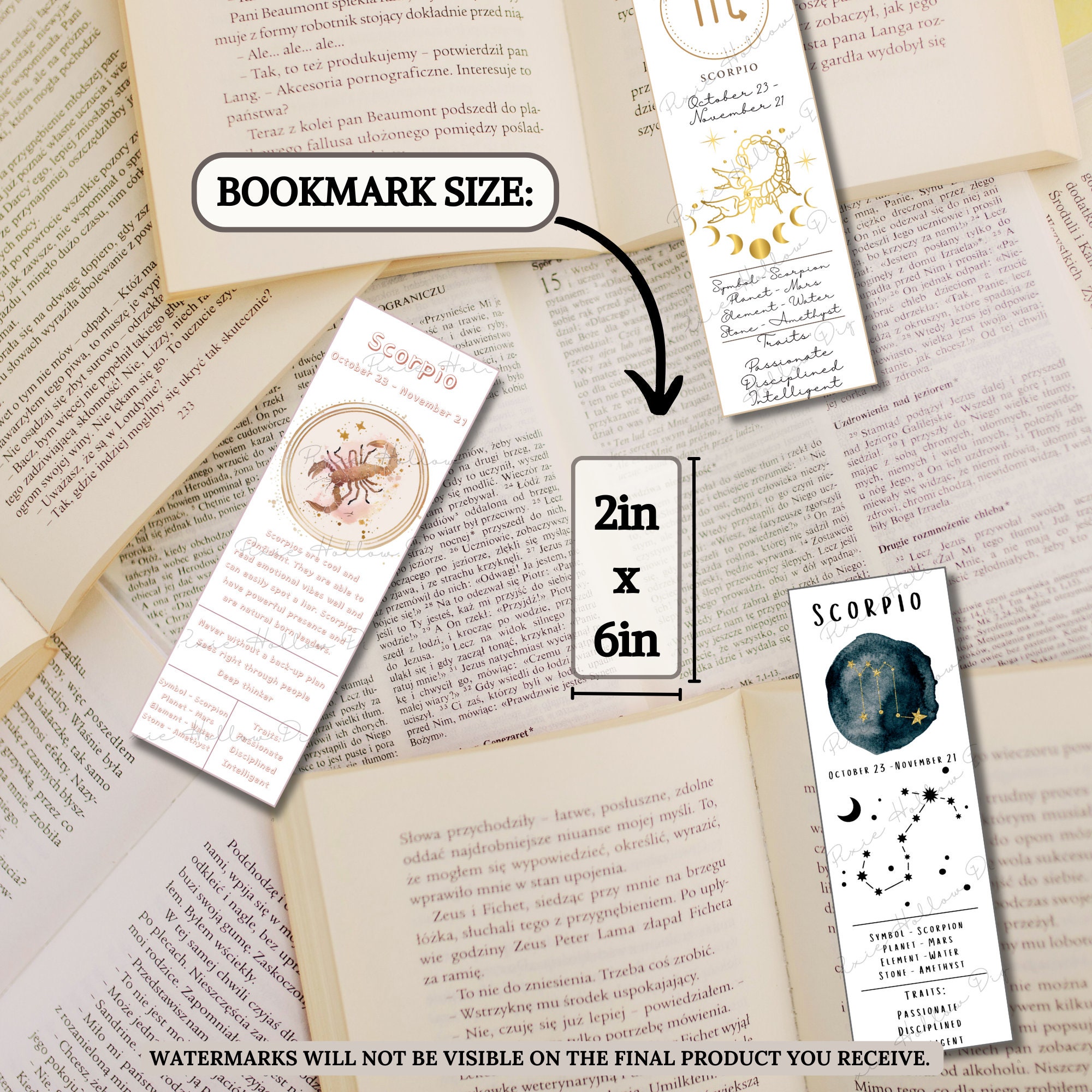 Scorpio Bookmarks Printable Gift for Scorpios Star Sign, Moon Sign ...