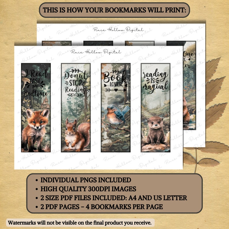 Printable Bookmarks: Woodland Animals, Printable Gift for Nature Forest ...