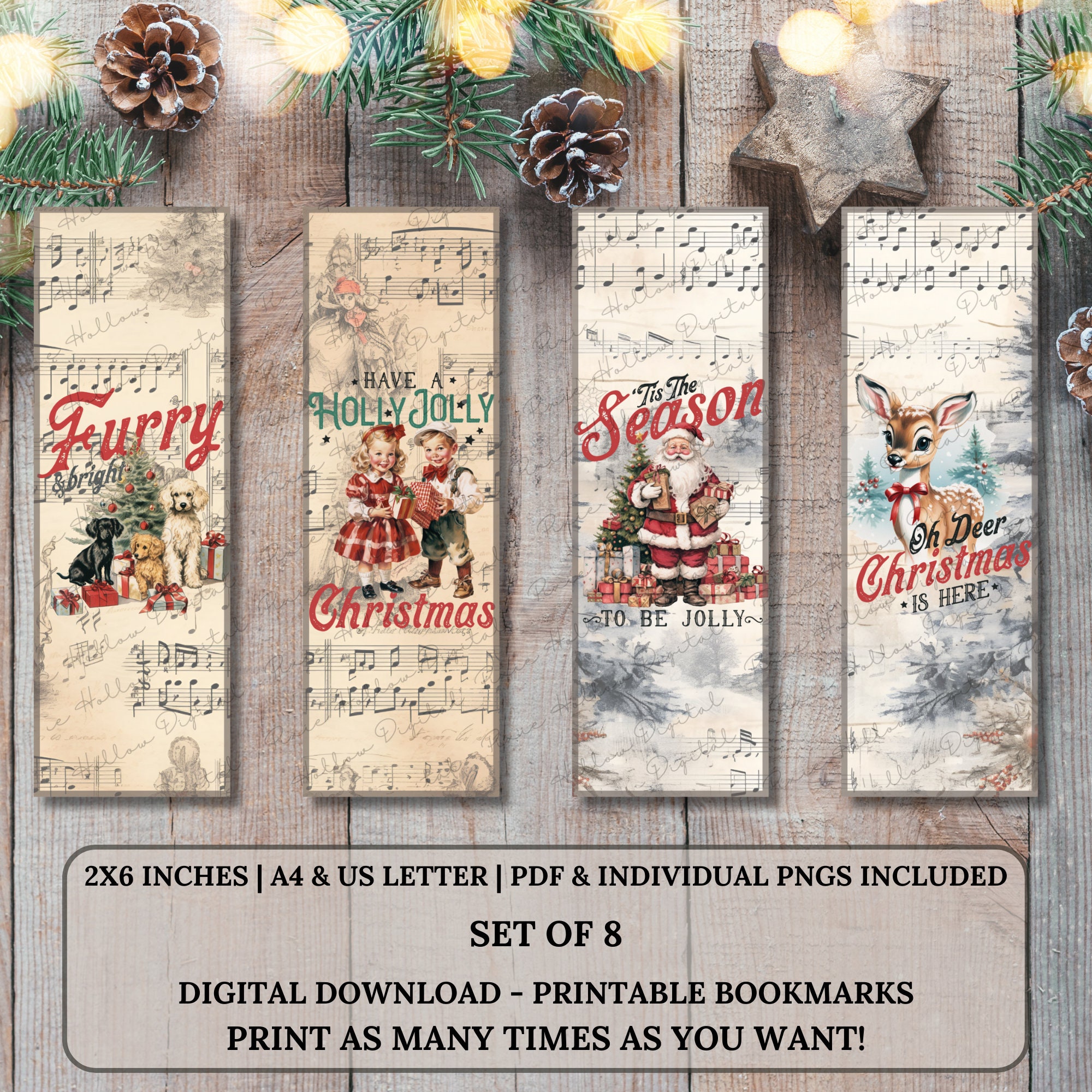Vintage Christmas Bookmarks Printable Gift Cozy Holiday Bundle - Etsy