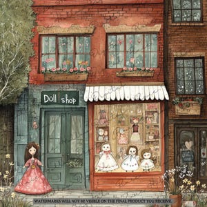 Whimsical Doll Shop Clip Art Bundle: 18 Pngs for Junk Journals (digital ...