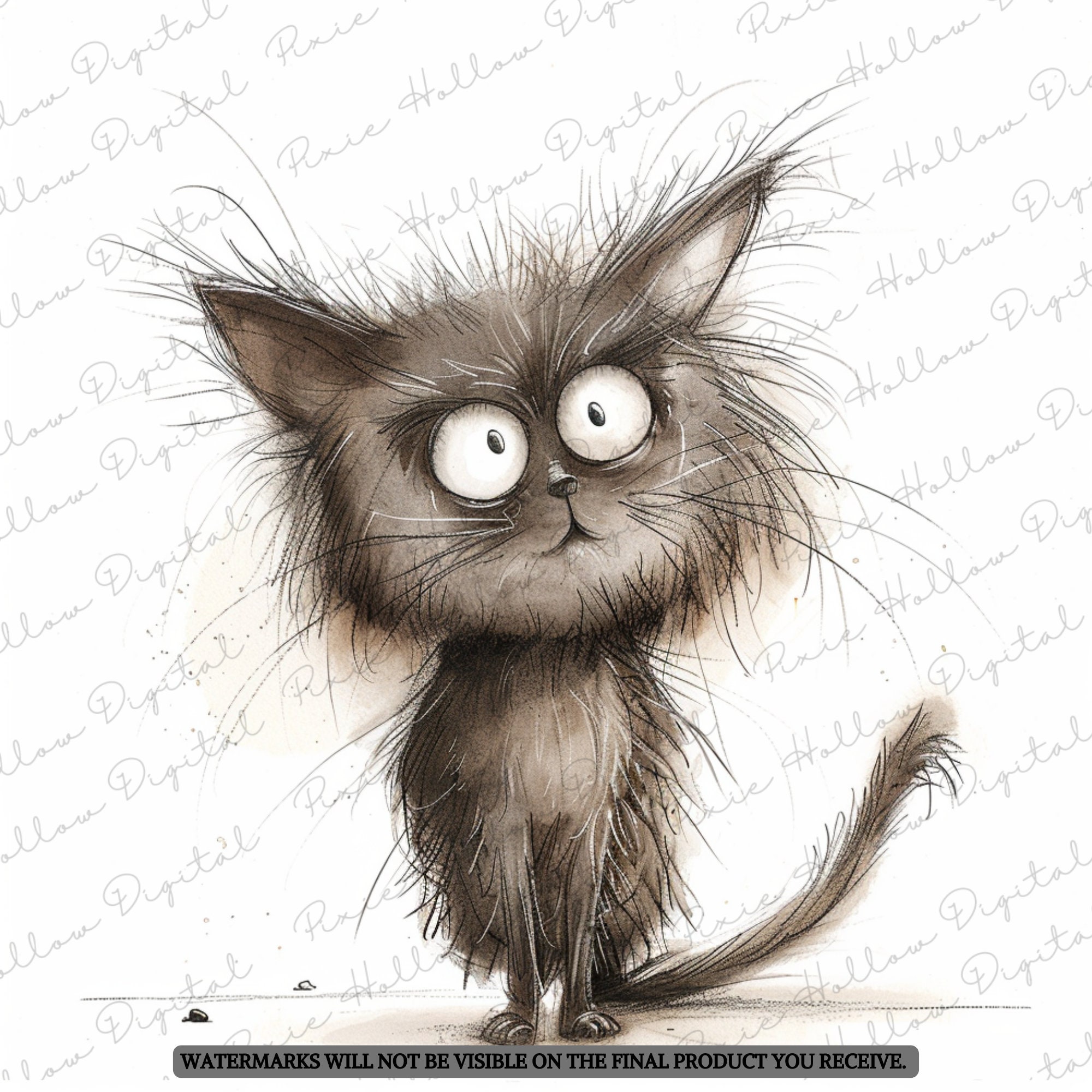Whimsical Cats Clip Art Bundle: 10 Pngs of Scruffy Cats for Junk ...