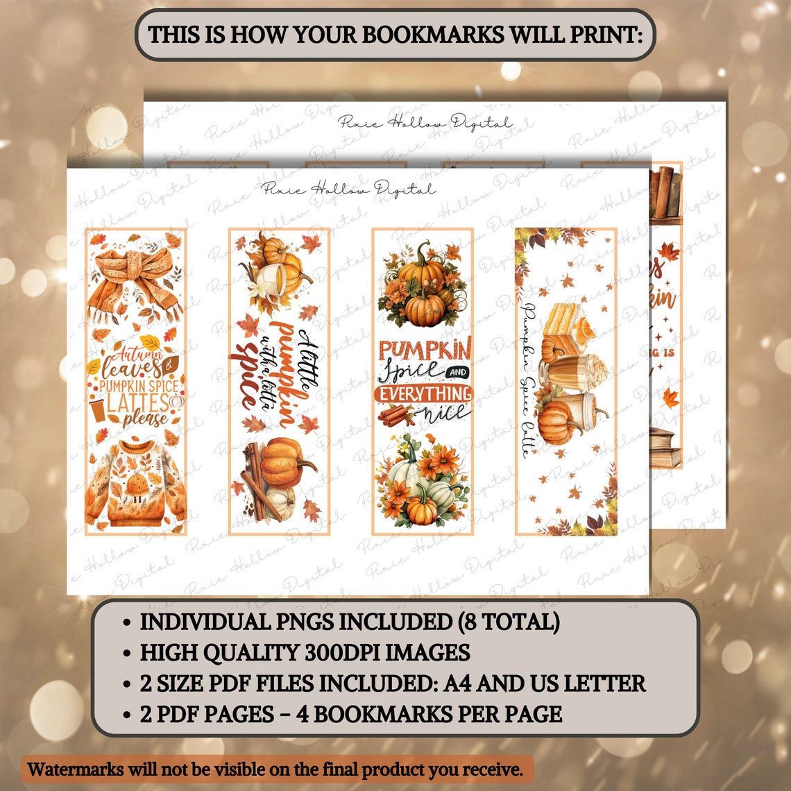 Pumpkin Spice Bookmarks Printable Reading Gift Cozy Fall - Etsy