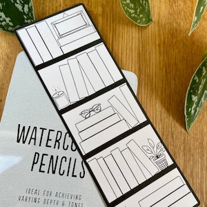 Bookcase Bookmarks Printable Bookshelf Coloring Bookmark, Gift for Her ...