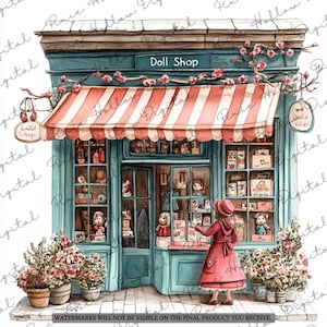Whimsical Doll Shop Clip Art Bundle: 18 Pngs for Junk Journals (digital ...