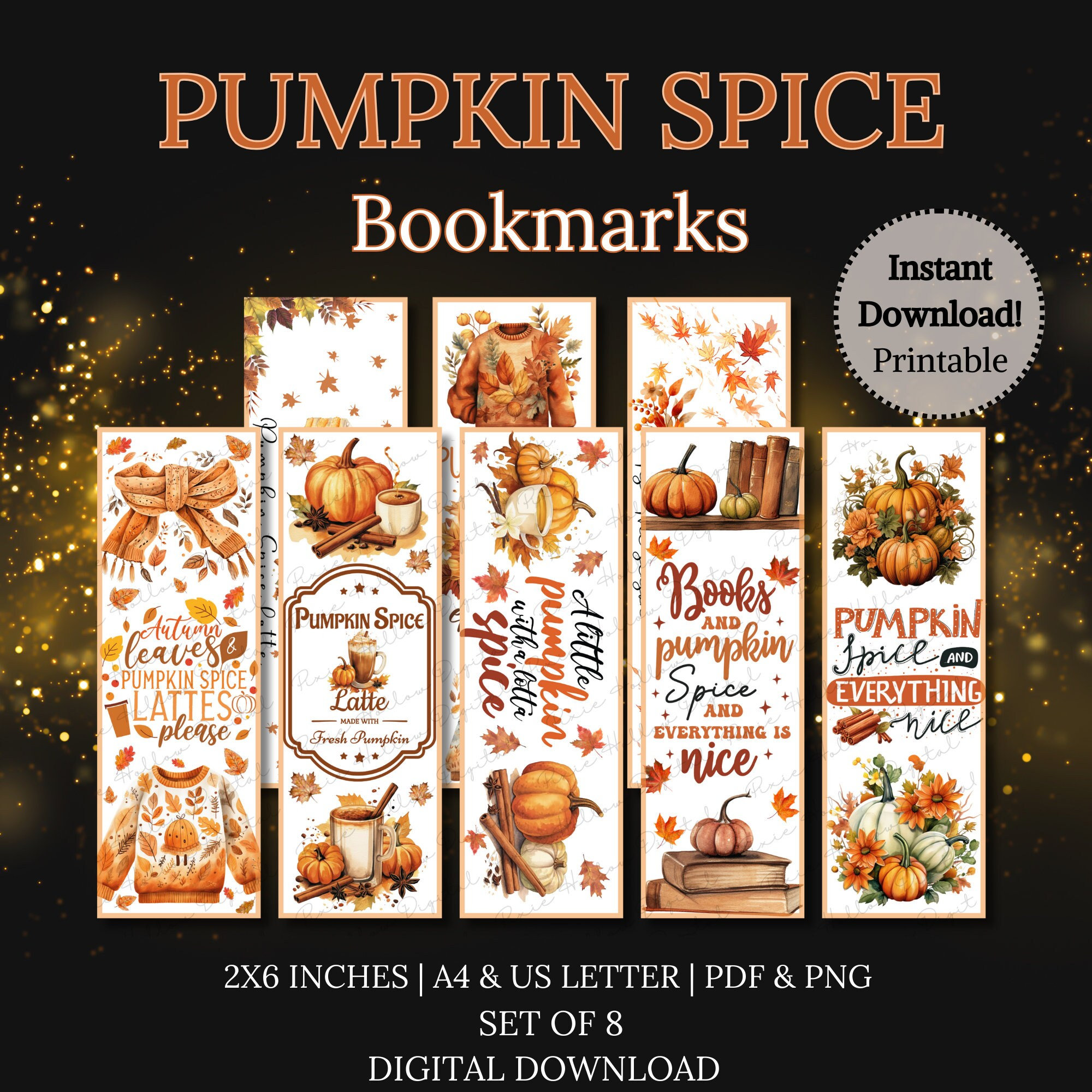 Pumpkin Spice Bookmarks Printable Reading Gift Cozy Fall - Etsy