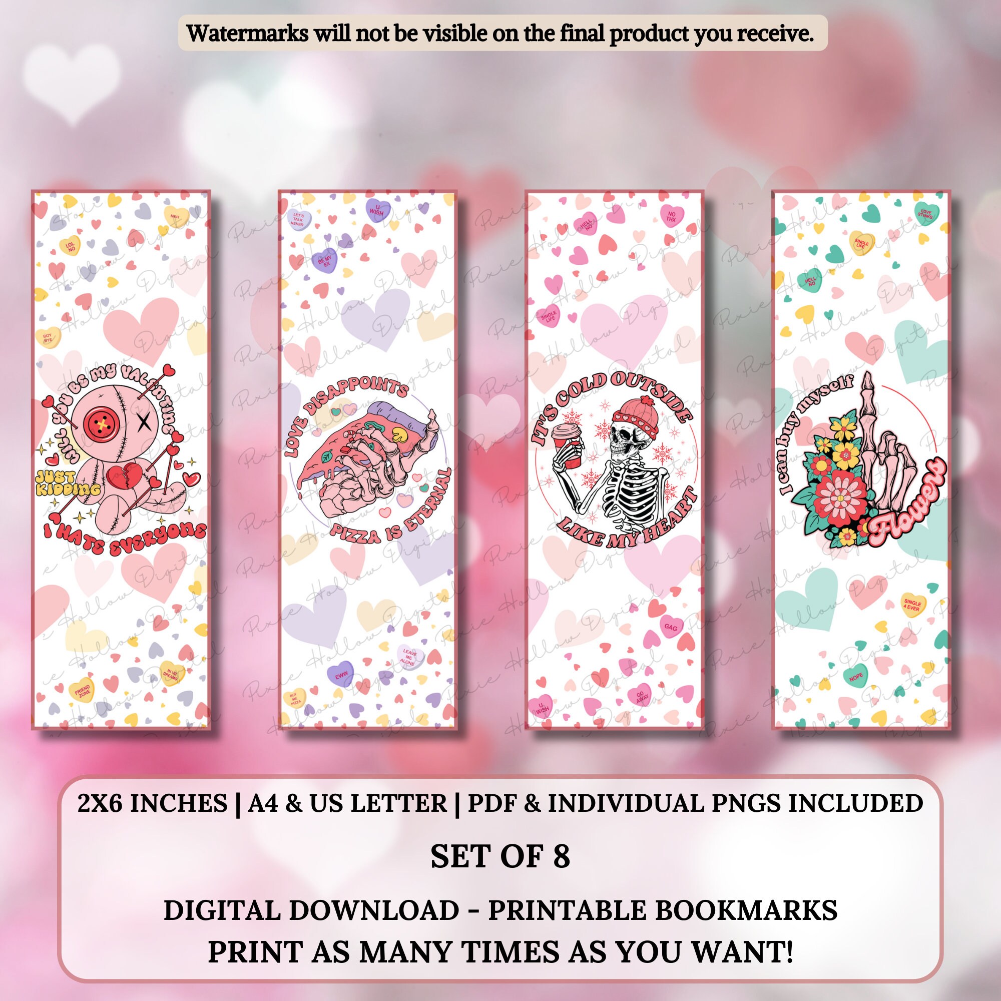 Funny Anti-valentine's Day Bookmarks, Sarcastic Printable Quotes (PDF ...