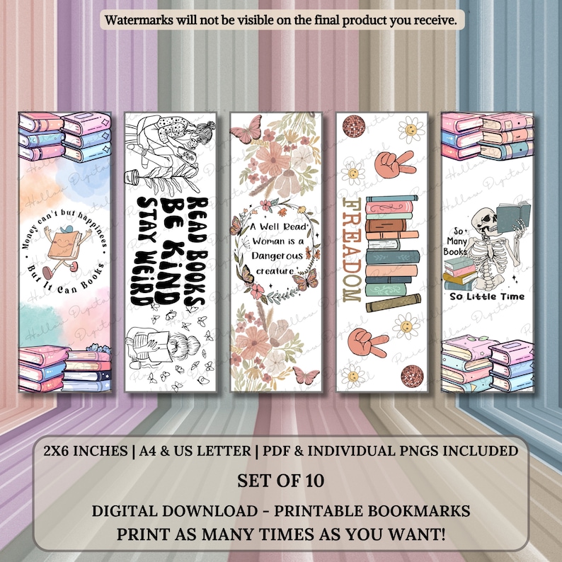 Printable Bookmarks, Bookish Gift for Book Lovers, Printable Bookmark ...