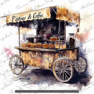 Clip Art Bundle: 15 Pastry Cart Pngs for Junk Journaling, Card Making ...