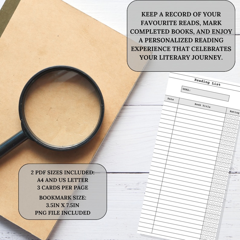 Library Card Bookmark, Printable Reading List Book Club Gift, Vintage ...