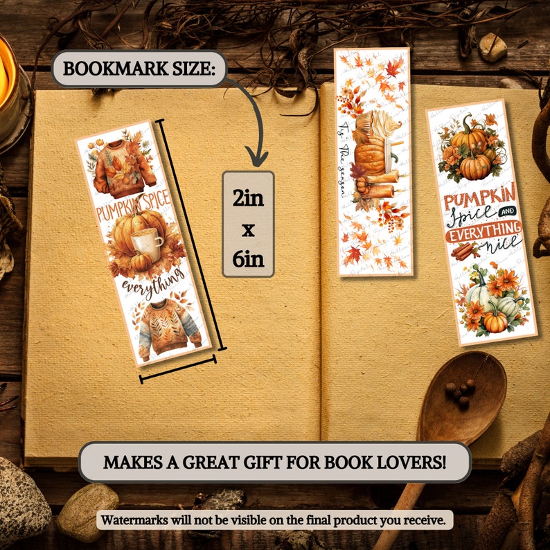 Pumpkin Spice Bookmarks Printable Reading Gift Cozy Fall - Etsy