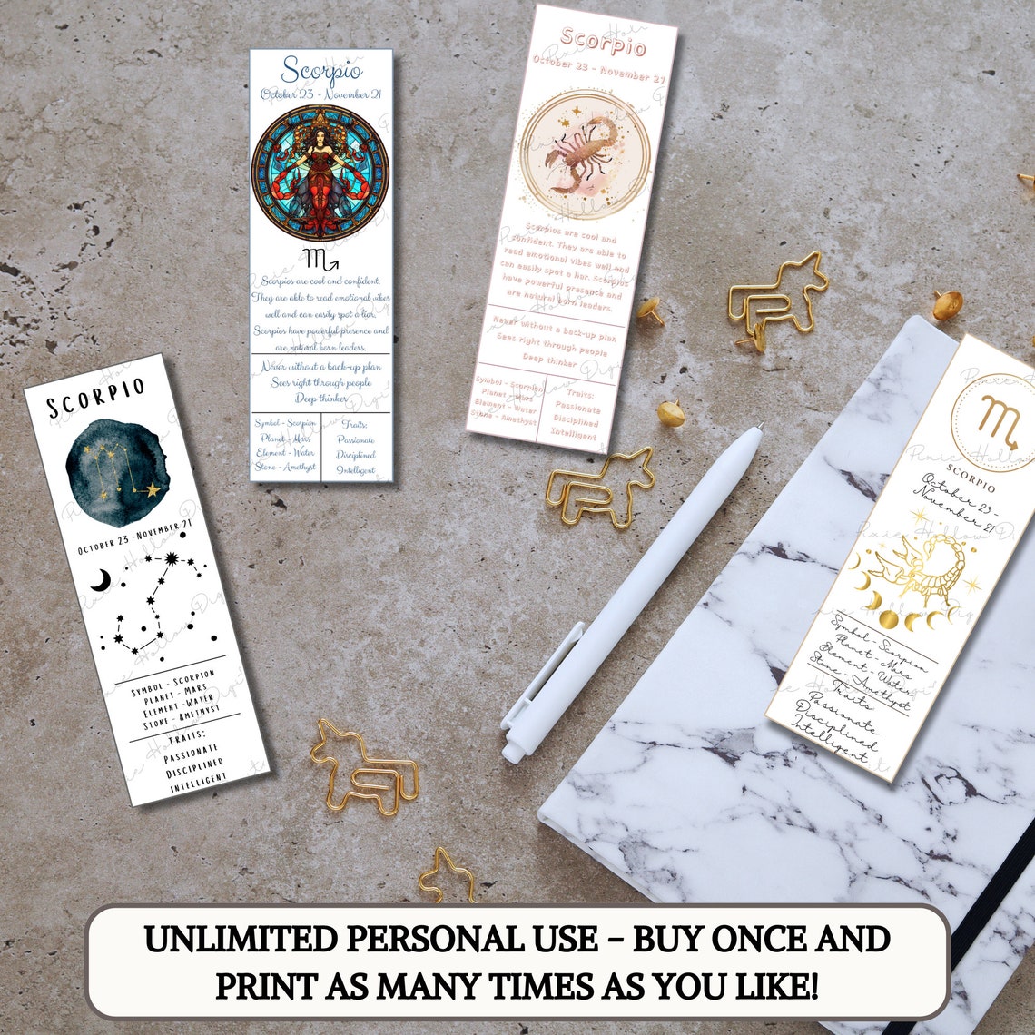 Scorpio Bookmarks Printable Gift for Scorpios Star Sign, Moon Sign ...