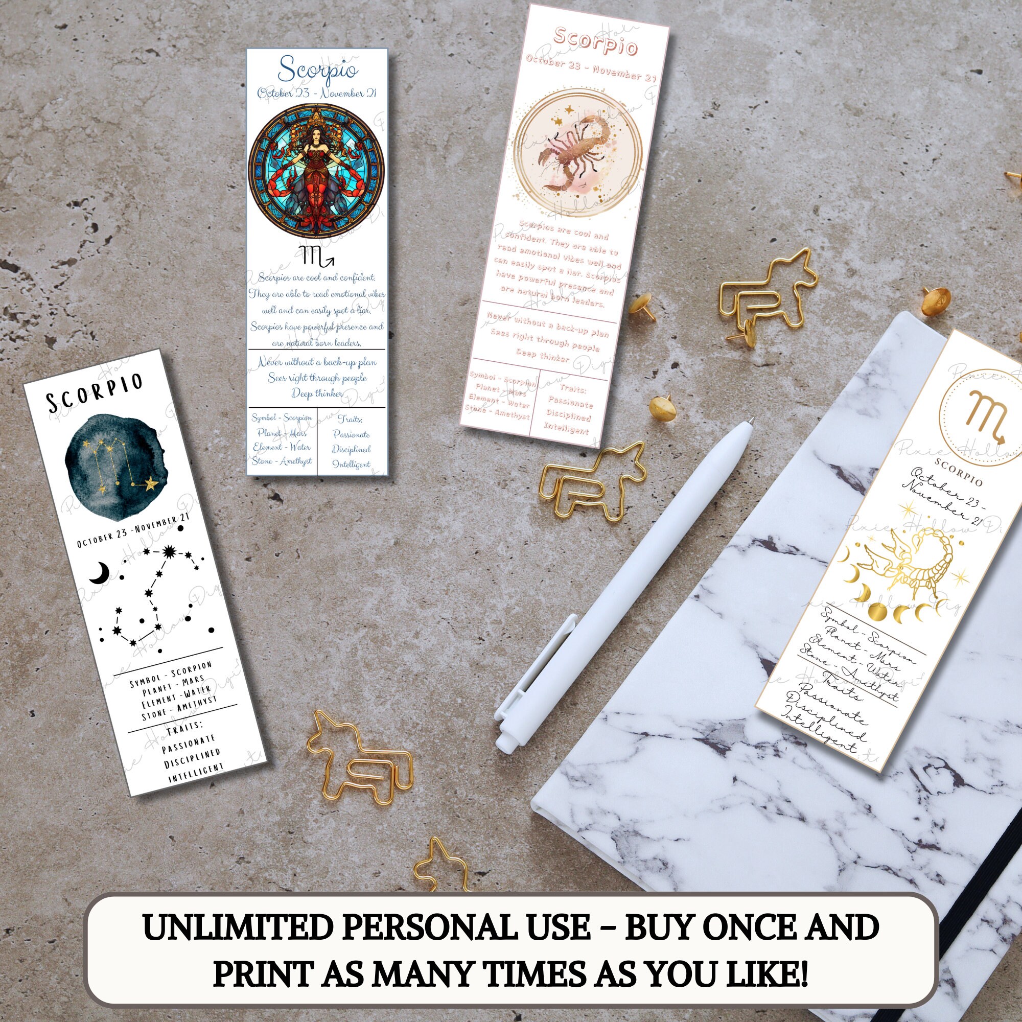 Scorpio Bookmarks Printable Gift for Scorpios Star Sign, Moon Sign ...