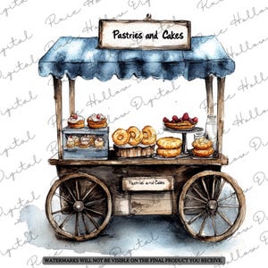 Clip Art Bundle: 15 Pastry Cart Pngs for Junk Journaling, Card Making ...