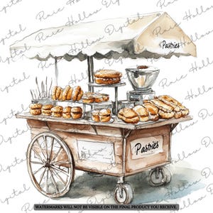 Clip Art Bundle: 15 Pastry Cart Pngs for Junk Journaling, Card Making ...