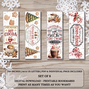 Christmas Bookmarks Printable Gift Cozy Holiday Bundle Reading Book ...