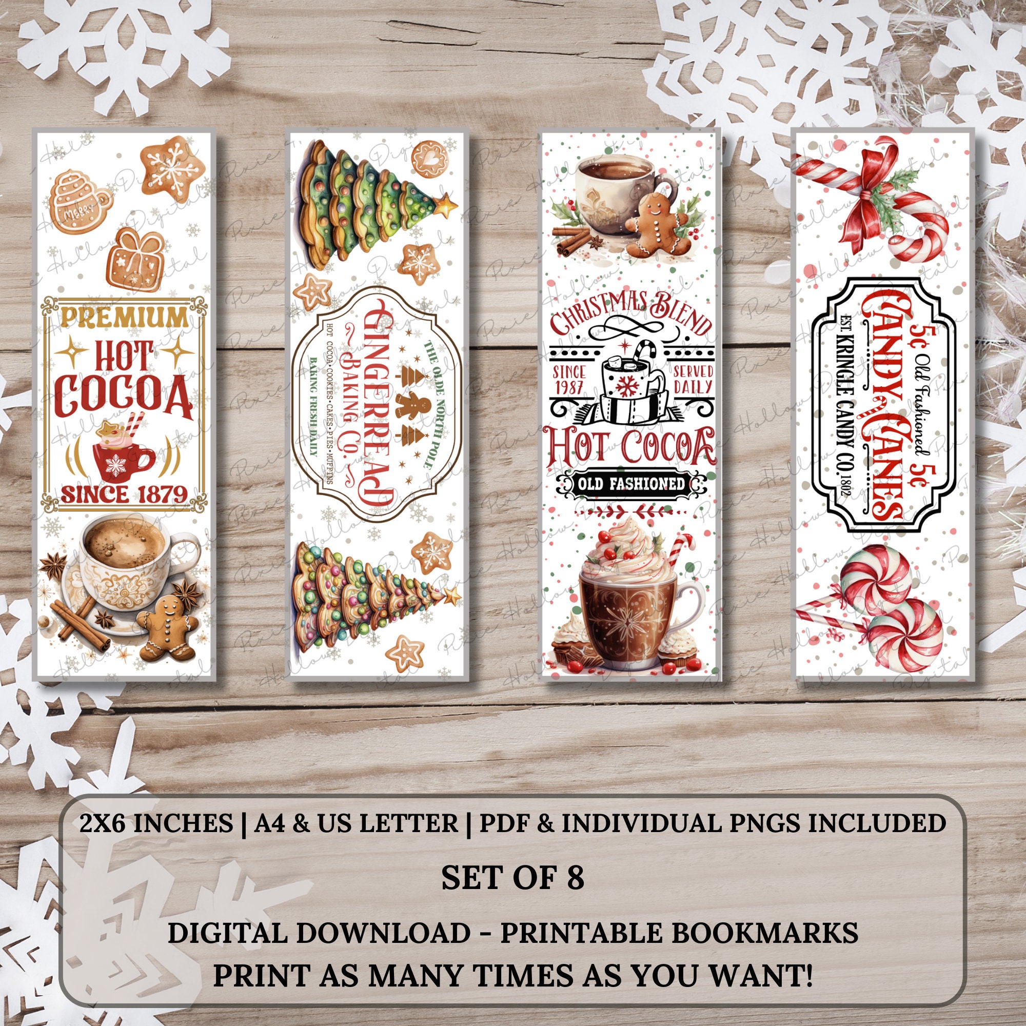 Christmas Bookmarks Printable Gift Cozy Holiday Bundle Reading Book ...
