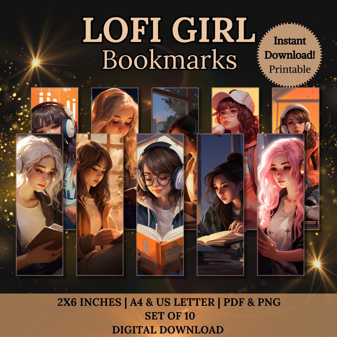 Lofi Girl Bookmarks Printable Gift for Book Lover Cute Anime - Etsy