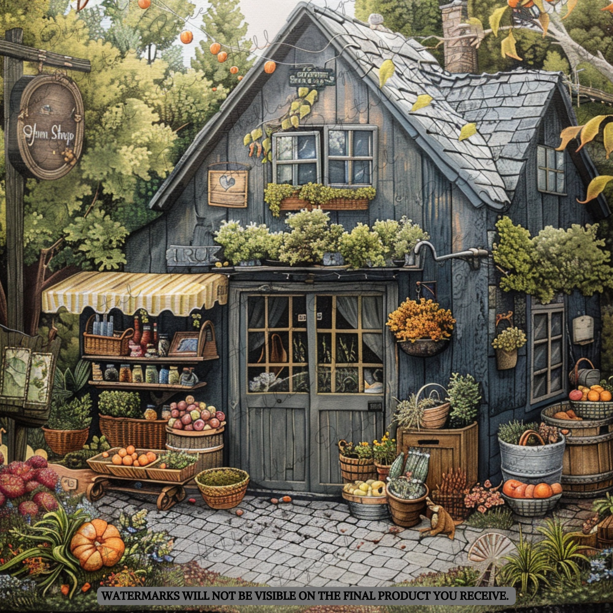Farm Shop Clipart Bundle: 12 Cottagecore PNG Designs for Junk Journal ...