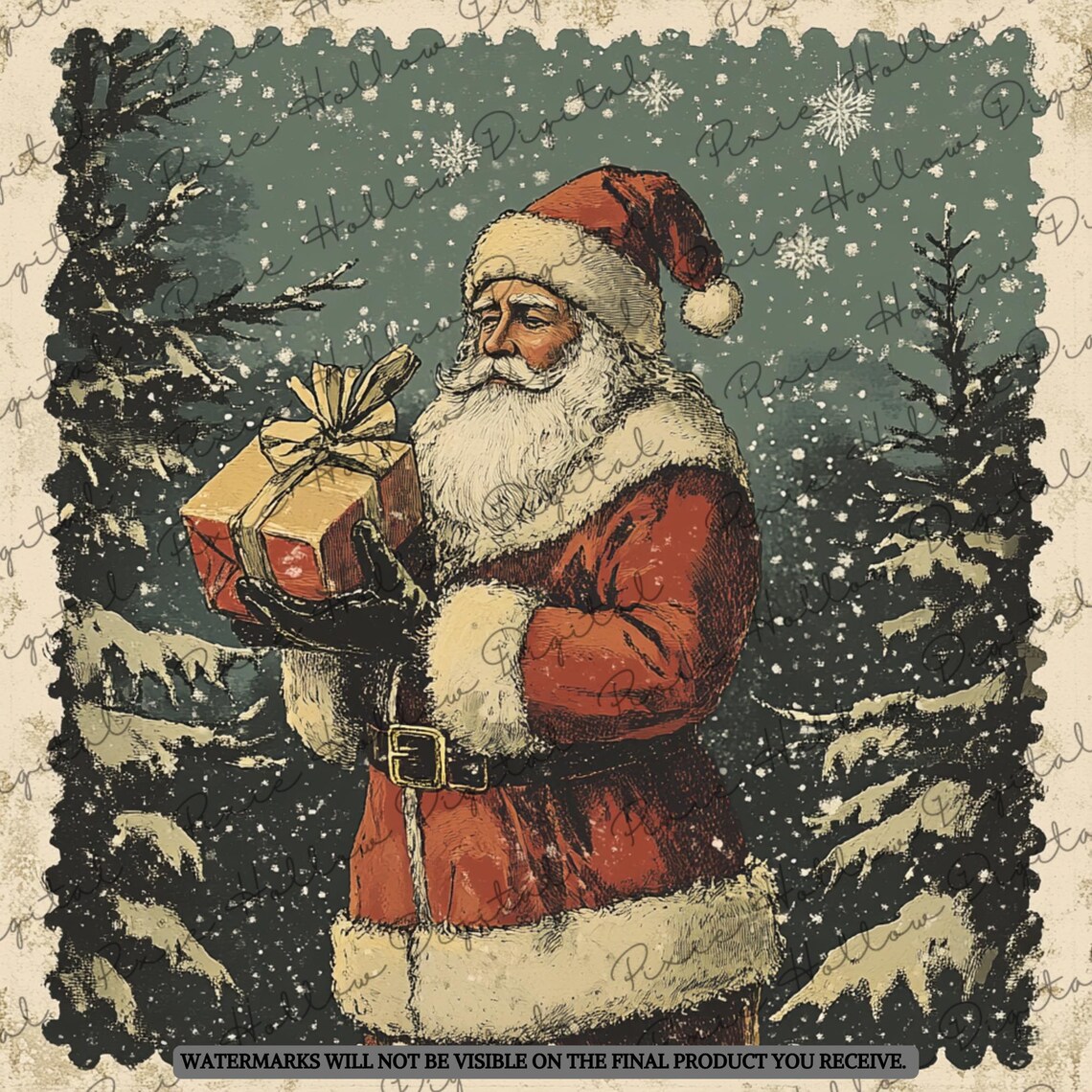Father Christmas PNG Clipart: 16 Santa Postage Stamps for Junk Journals ...