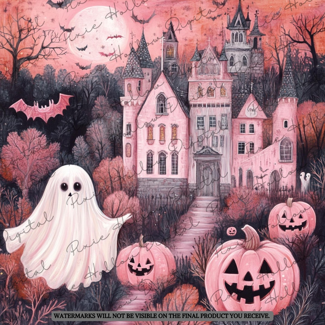 Clip Art Bundle: 15 Pink Halloween Pngs for Junk Journaling, Card ...