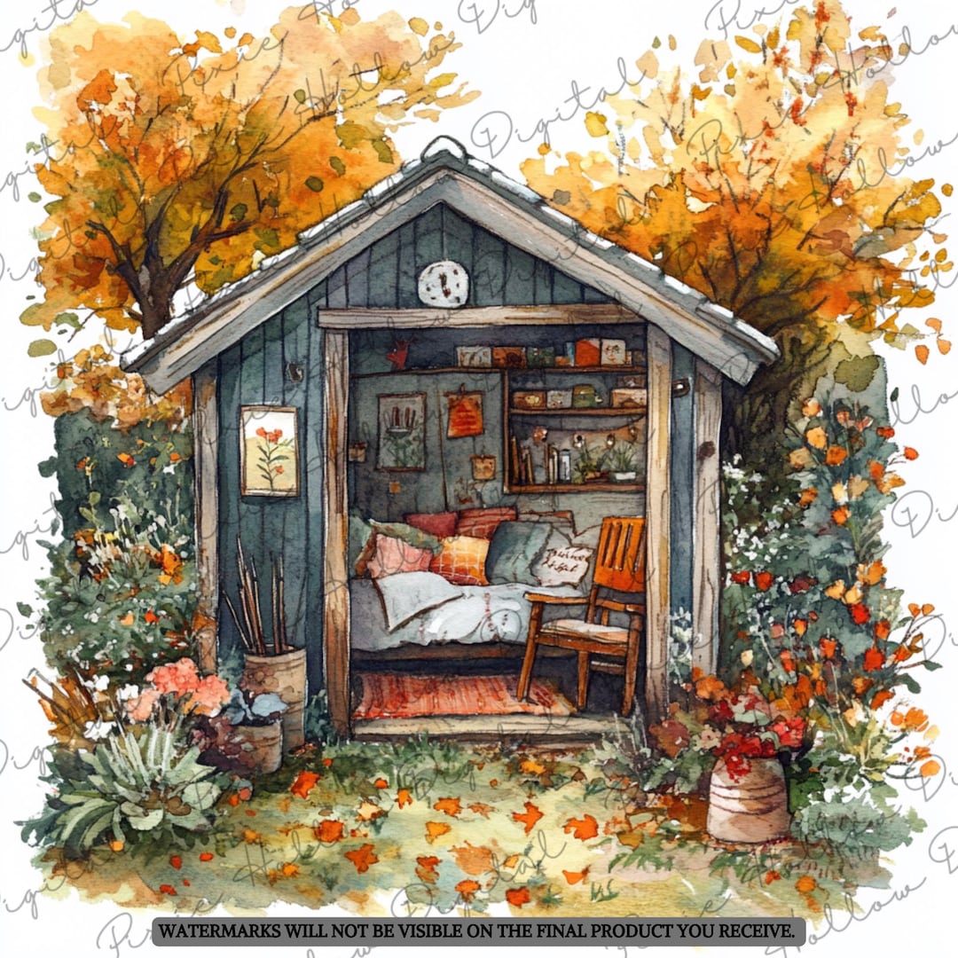 Clip Art Bundle: 15 Cosy Girly Shed Pngs for Junk Journaling, Card ...