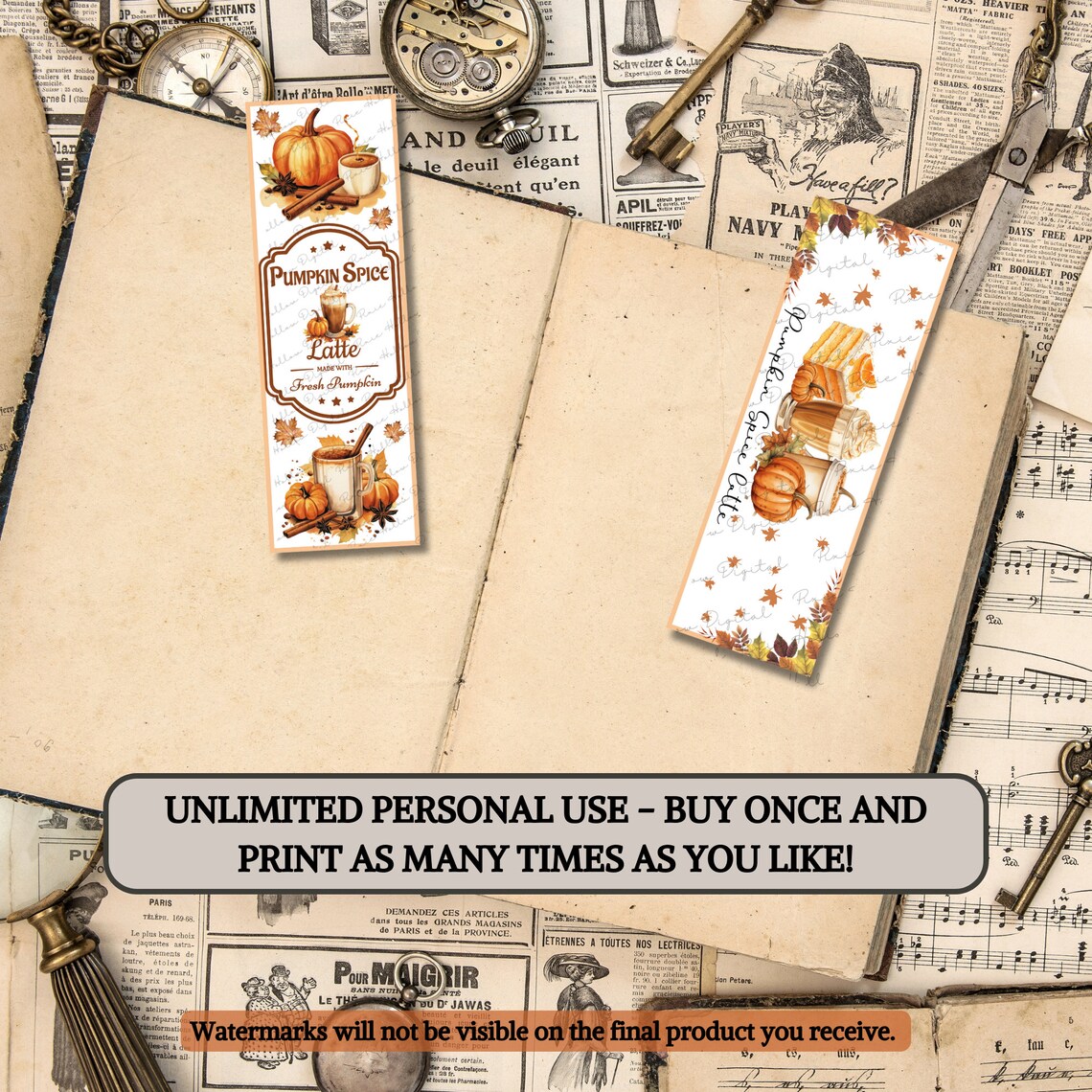 Pumpkin Spice Bookmarks Printable Reading Gift Cozy Fall Bundle for ...