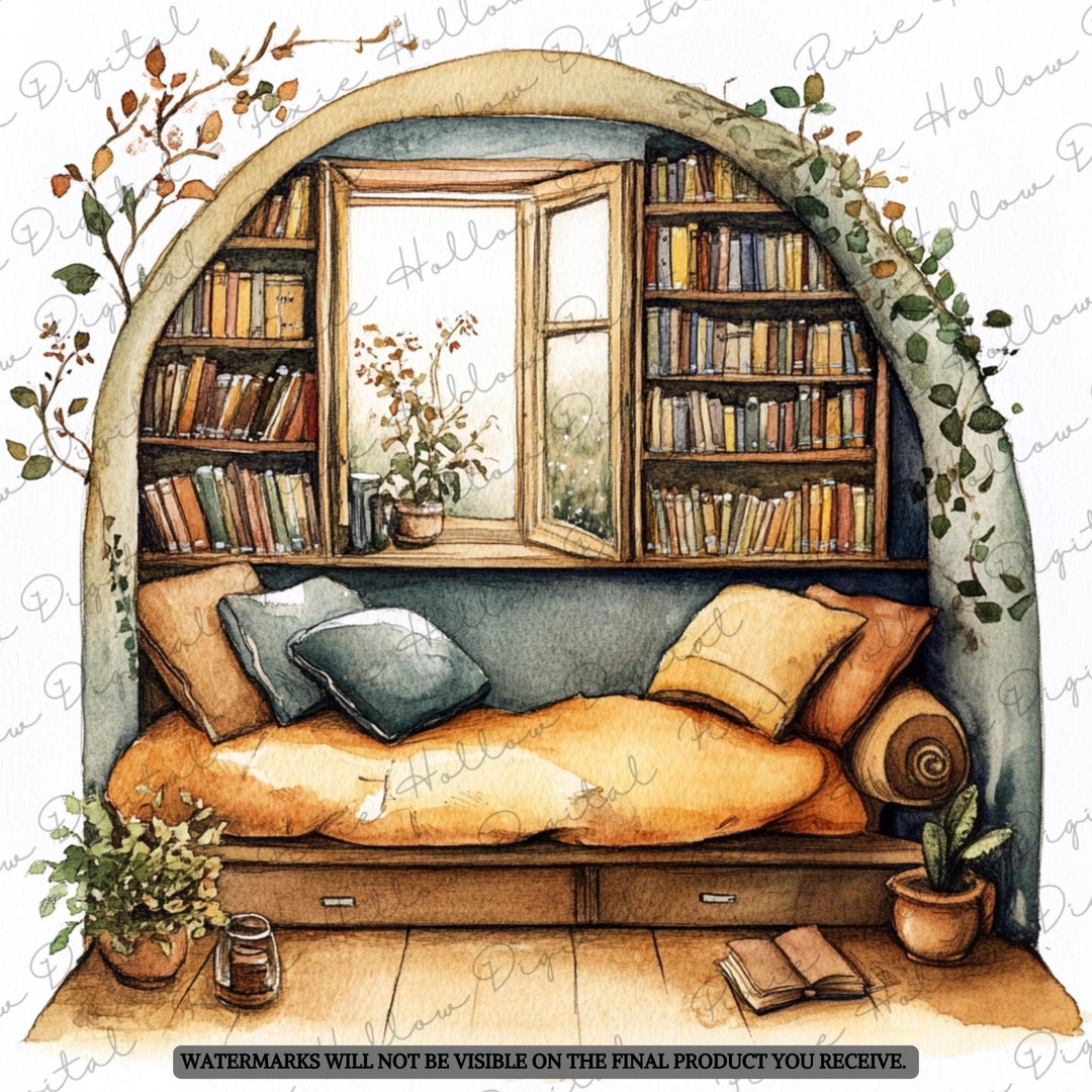 Clip Art Bundle: 15 Reading Nook Pngs for Junk Journaling, Card Making ...