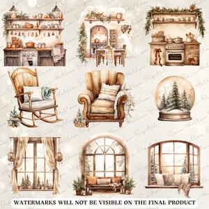 Neutral Christmas Watercolour Clipart: 35 PNG Transparent Pngs (digital ...