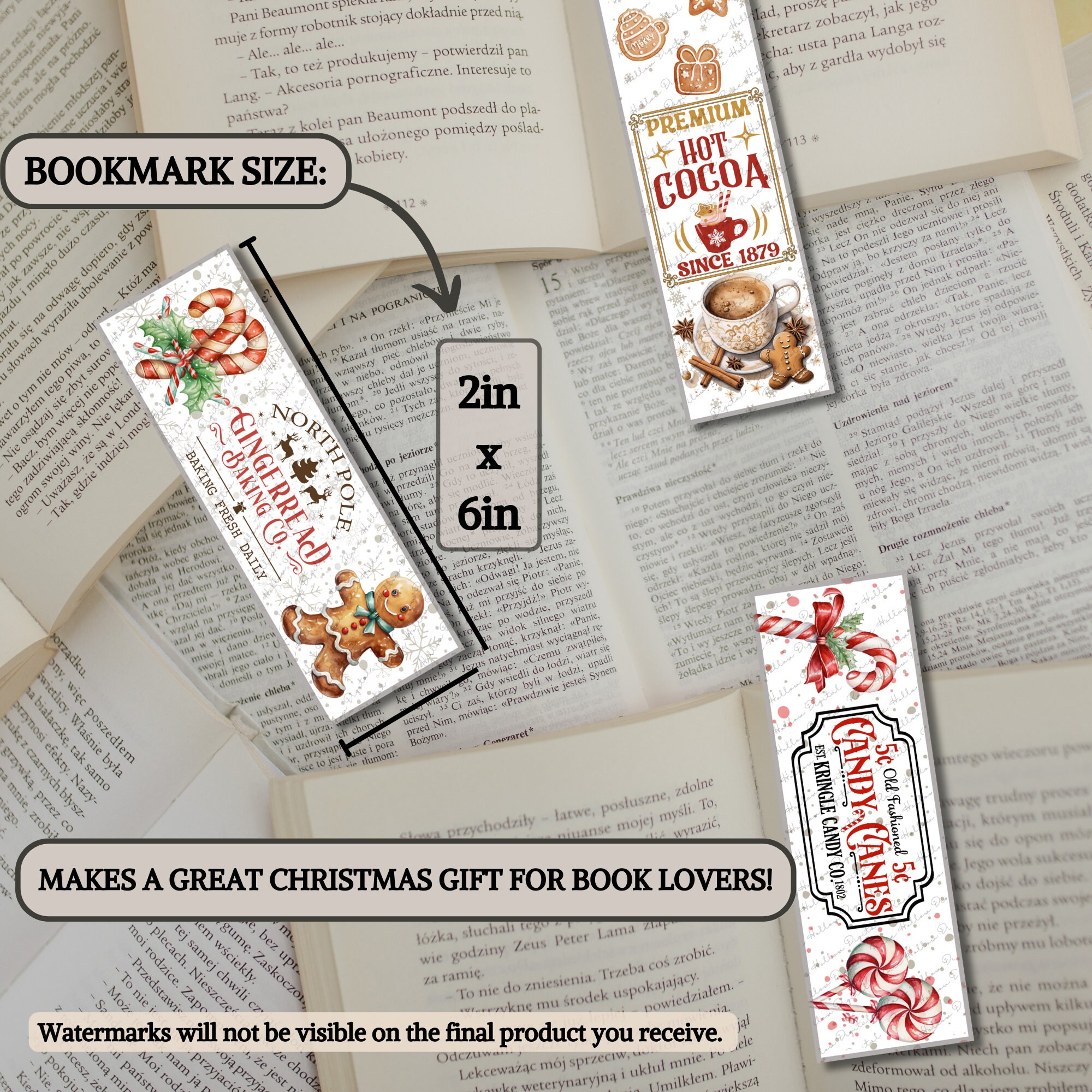 Christmas Bookmarks Printable Gift Cozy Holiday Bundle Reading Book ...