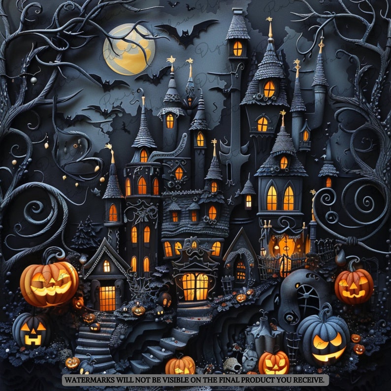 3D Halloween Clip Art Bundle: 12 PNG Images for Scrapbooking (digital ...