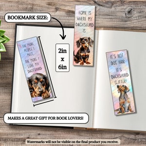 Printable Bookmarks: Dachshund Dog Lover Gift, Gifts for Book Lover ...