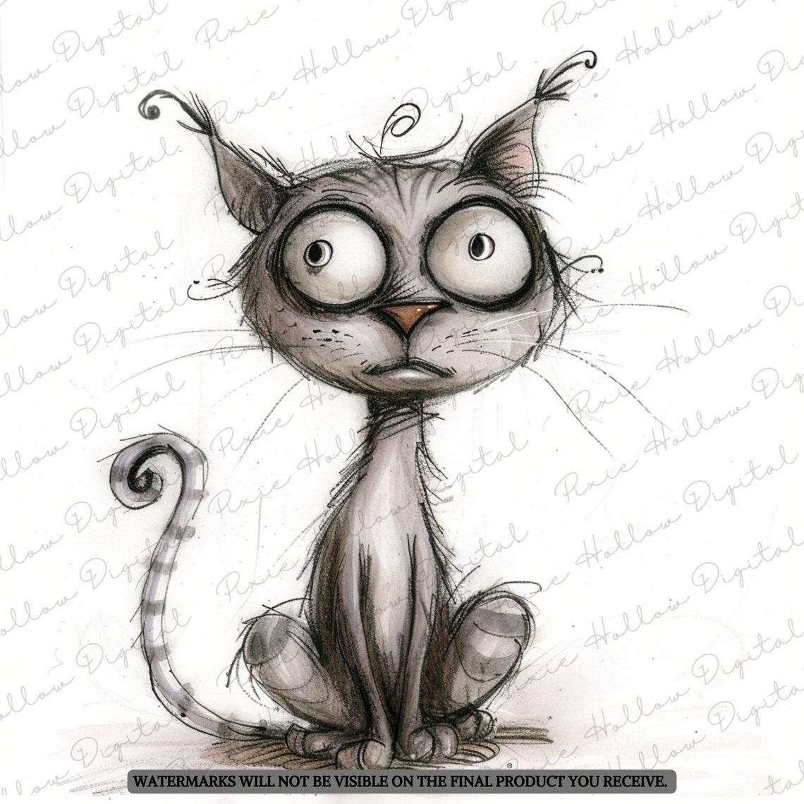 Whimsical Cats Clip Art Bundle: 10 Pngs of Scruffy Cats for Junk ...