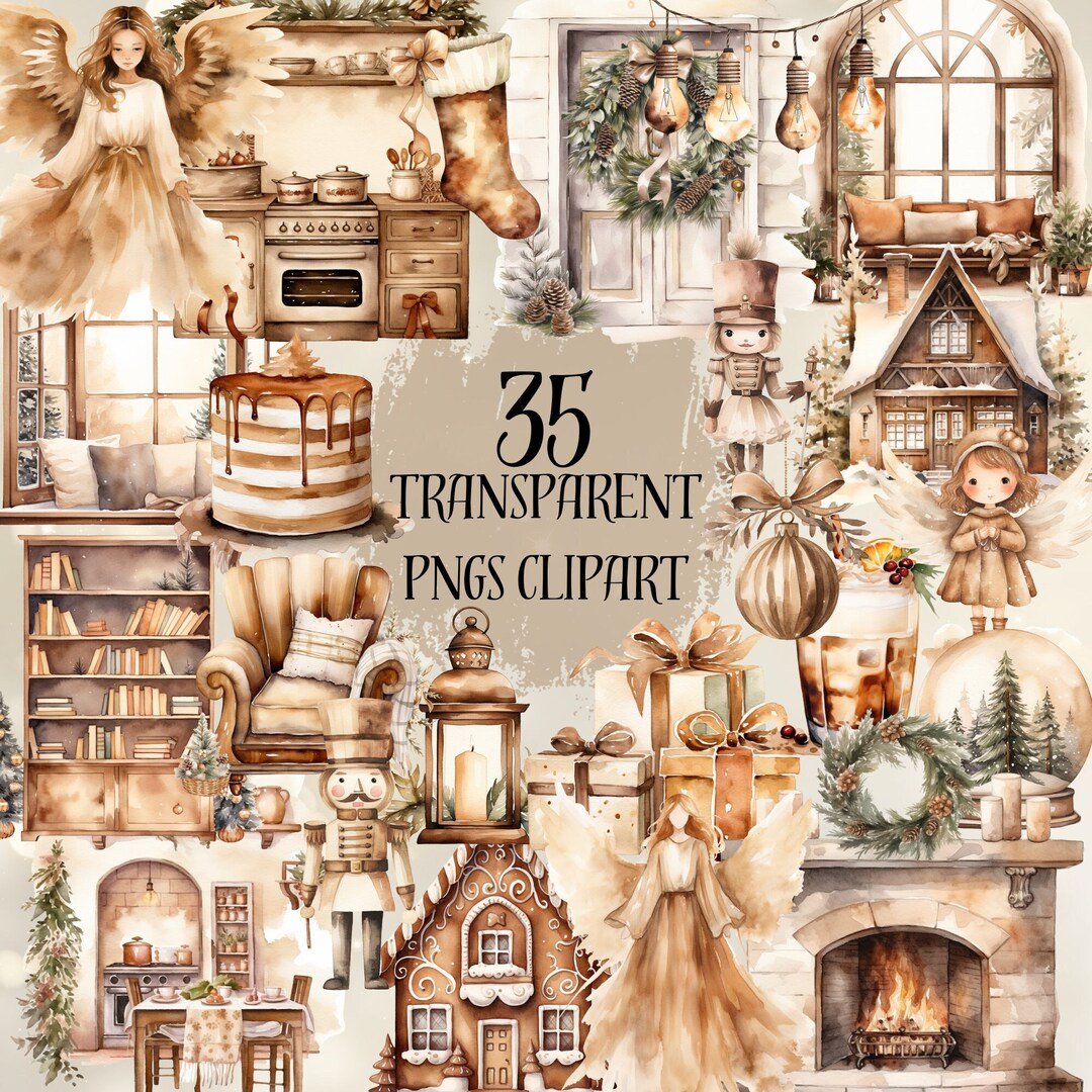 Christmas Clipart 35 Watercolour Pngs With Transparent Background ...