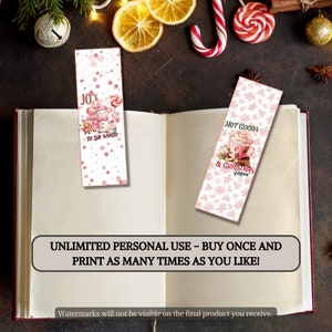 Pink Christmas Bookmarks: 8 Printable Festive Bookmarks for Book Lovers ...