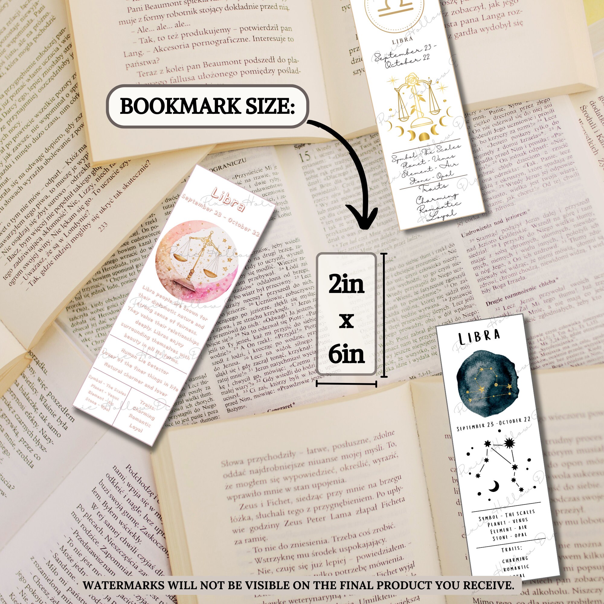 Libra Zodiac Bookmarks Printable, Astrology Star Sign Gift (digital ...