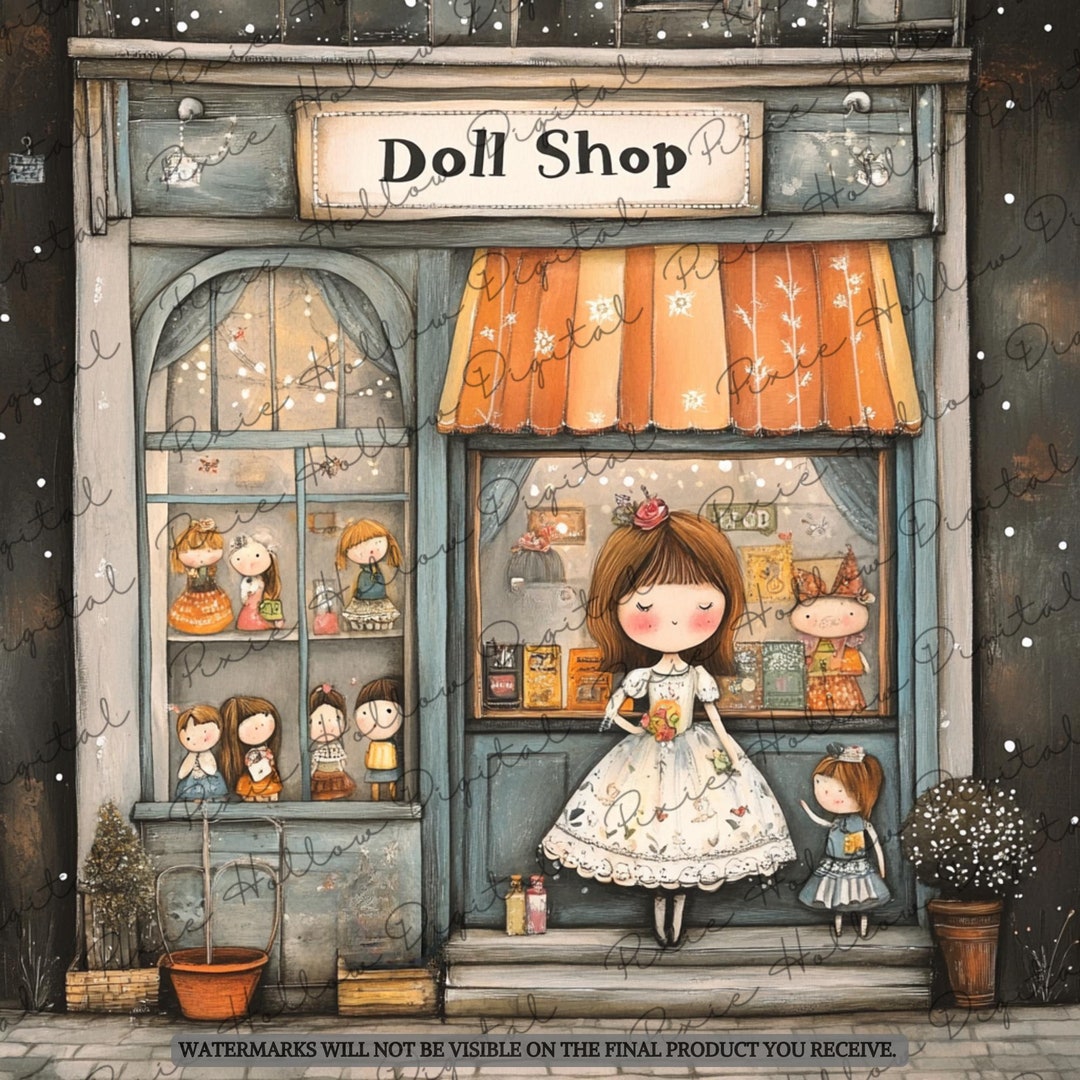 Whimsical Doll Shop Clip Art Bundle: 18 Pngs for Junk Journals (digital ...