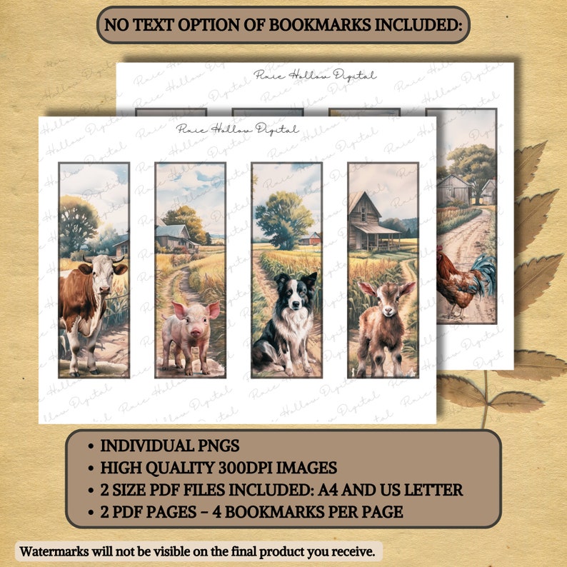 Printable Bookmarks: Farm Animals, Gift for Farm and Book Lovers ...