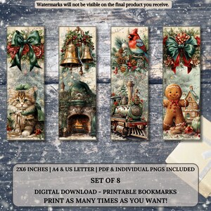 Christmas Bookmarks Printable Gift Cozy Holiday Bundle Reading Book ...