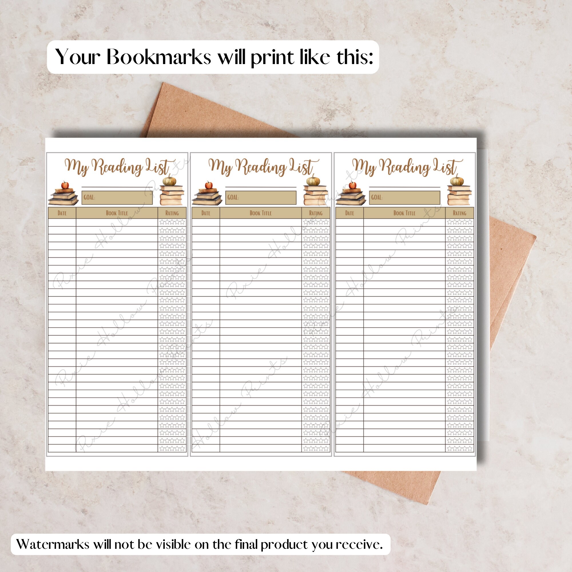 Reading List Bookmark, Printable Fall Cozy Bookmark, Reading Tracker ...