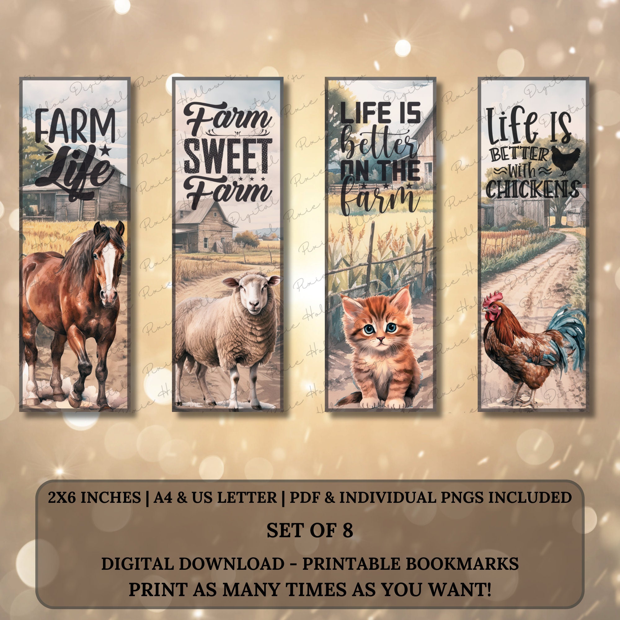 Printable Bookmarks: Farm Animals, Gift for Farm and Book Lovers ...