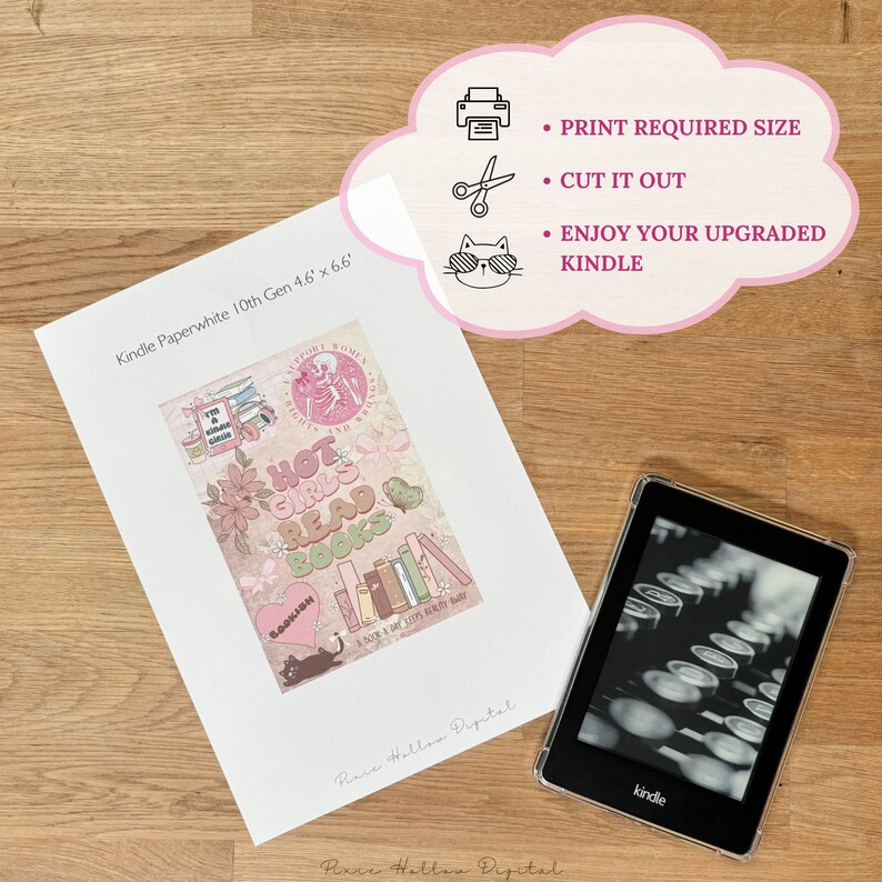 Kindle Printable Clear Case Insert Decor Gift for Book Lover Print and ...