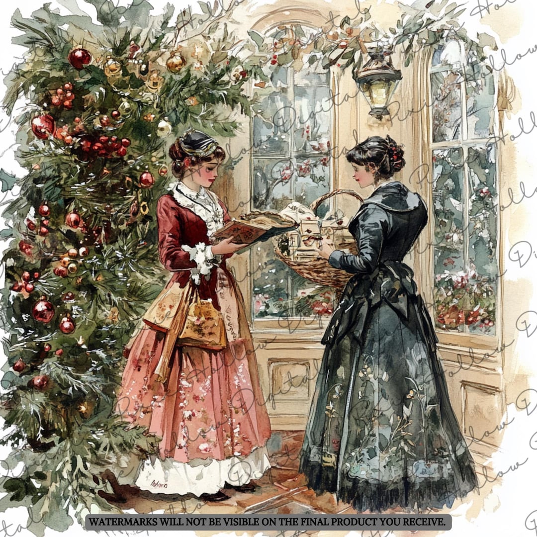 Clip Art Bundle: 18 Victorian Christmas Pngs for Junk Journaling, Card ...