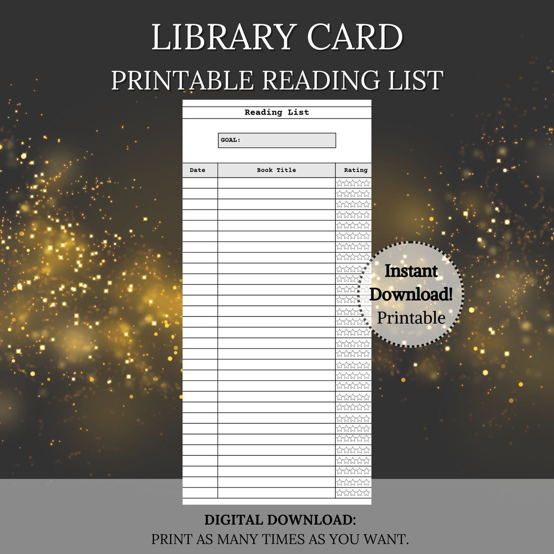 Library Card Bookmark, Printable Reading List Book Club Gift, Vintage ...