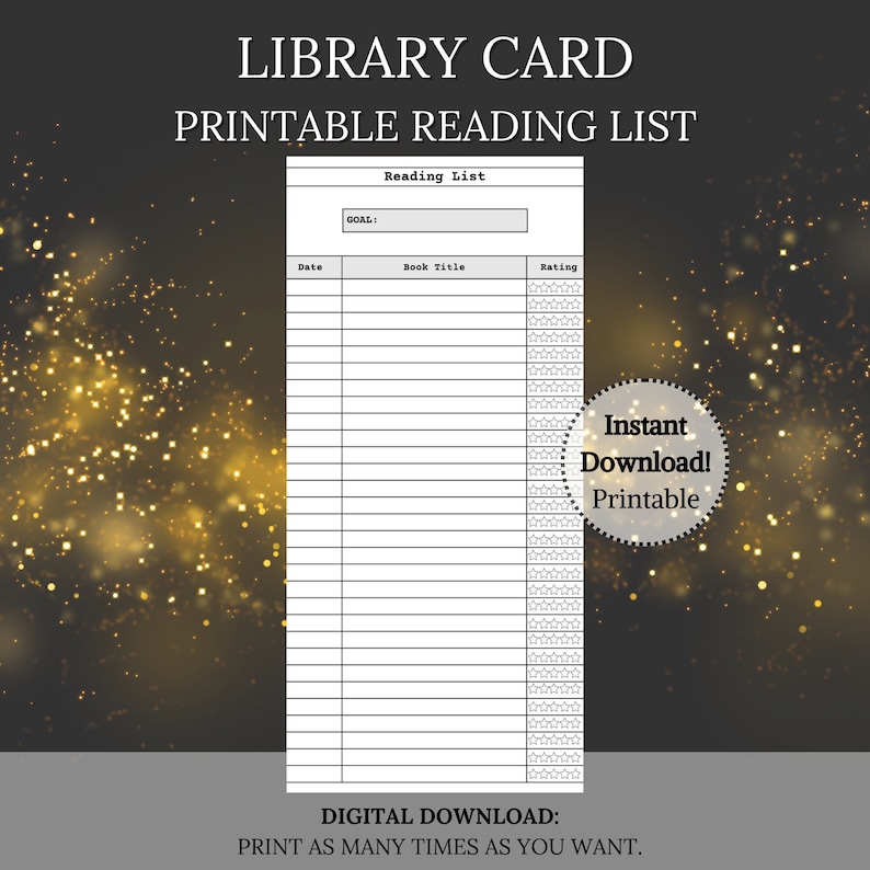 Library Card Bookmark, Printable Reading List Book Club Gift, Vintage ...