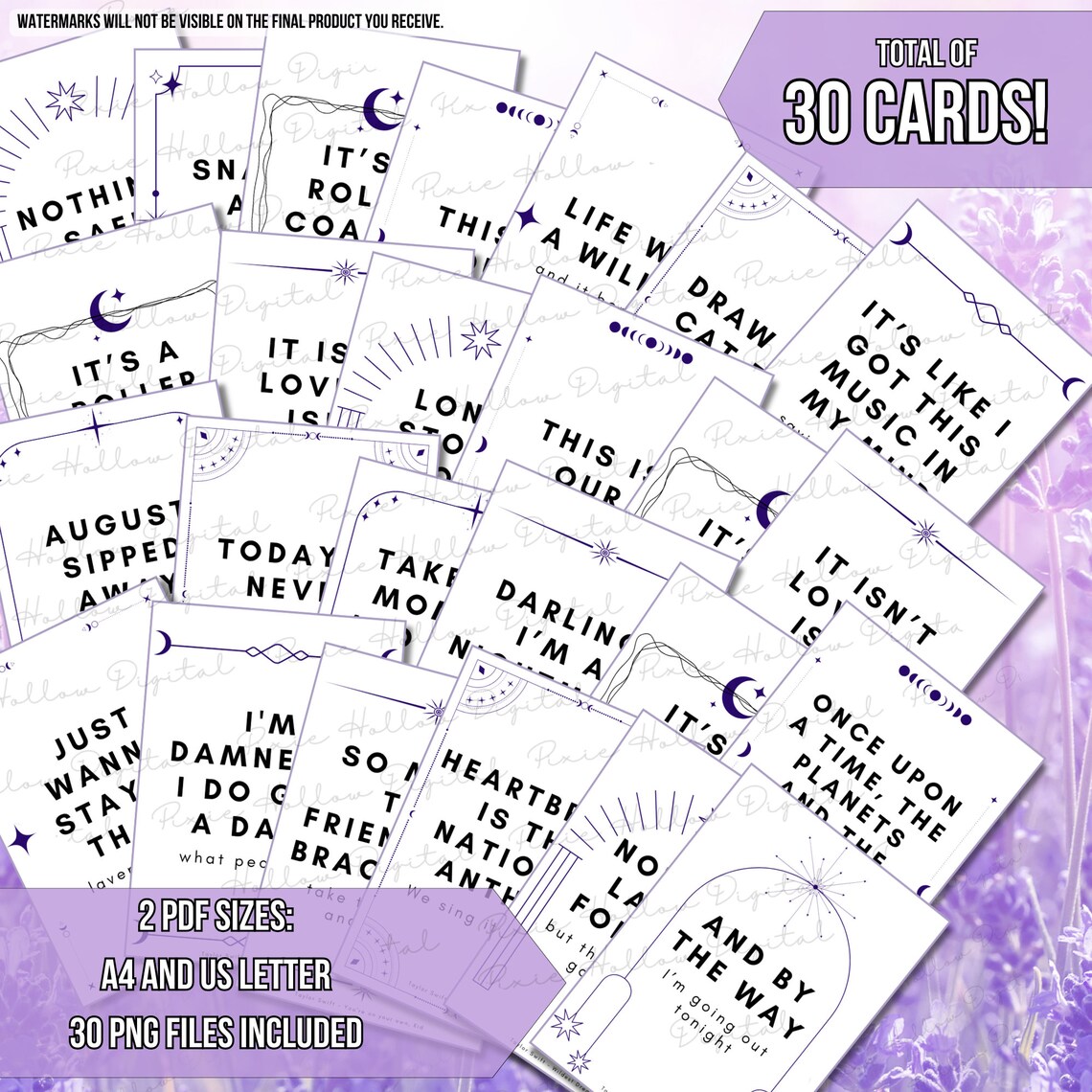 Taylor Swift Inspired Printable Affirmation Cards Song Lyrics Print and ...